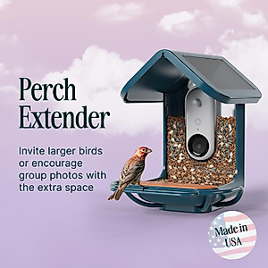 Bird Buddy Blue Perch Extender – Add-On Accessory for Better Bird Watching Experience - Outdoor Bird Perch for Feeding Multiple Birds - Weatherproof and Durable for Large Bird Species