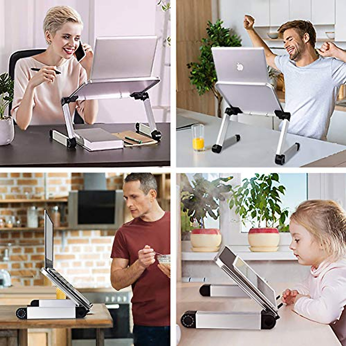Adjustable Laptop Stand Table for Office, RAINBEAN Portable Lap Desk Stand Compatible Notebook Tablets MacBook,Foldable Lift Bracket Aluminum Ergonomics Design,Office or Home Desk Suitable for Ipad