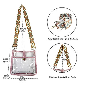 FAYBA Clear Crossbody Bags Stadium Approved Purses, Guitar Strap Handbags Shoulder Bag for Women