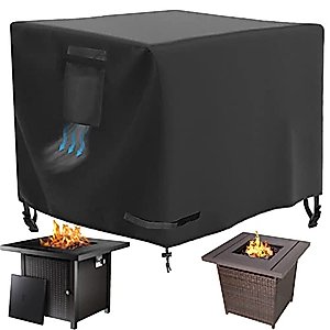 WICKTICK Square Gas Fire Pit Cover 30 x 30 x 25 Inch, Waterproof & 600D Heavy Duty Fire Table Cover for 28x28, 30x30 Inch Patio Tall Propane Firepits