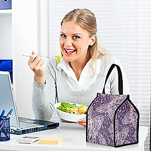 ALAZA Beautiful Butterfly Purple Insulated Lunch Bag Reusable Lunch Tote Bag for Work Picnic School M