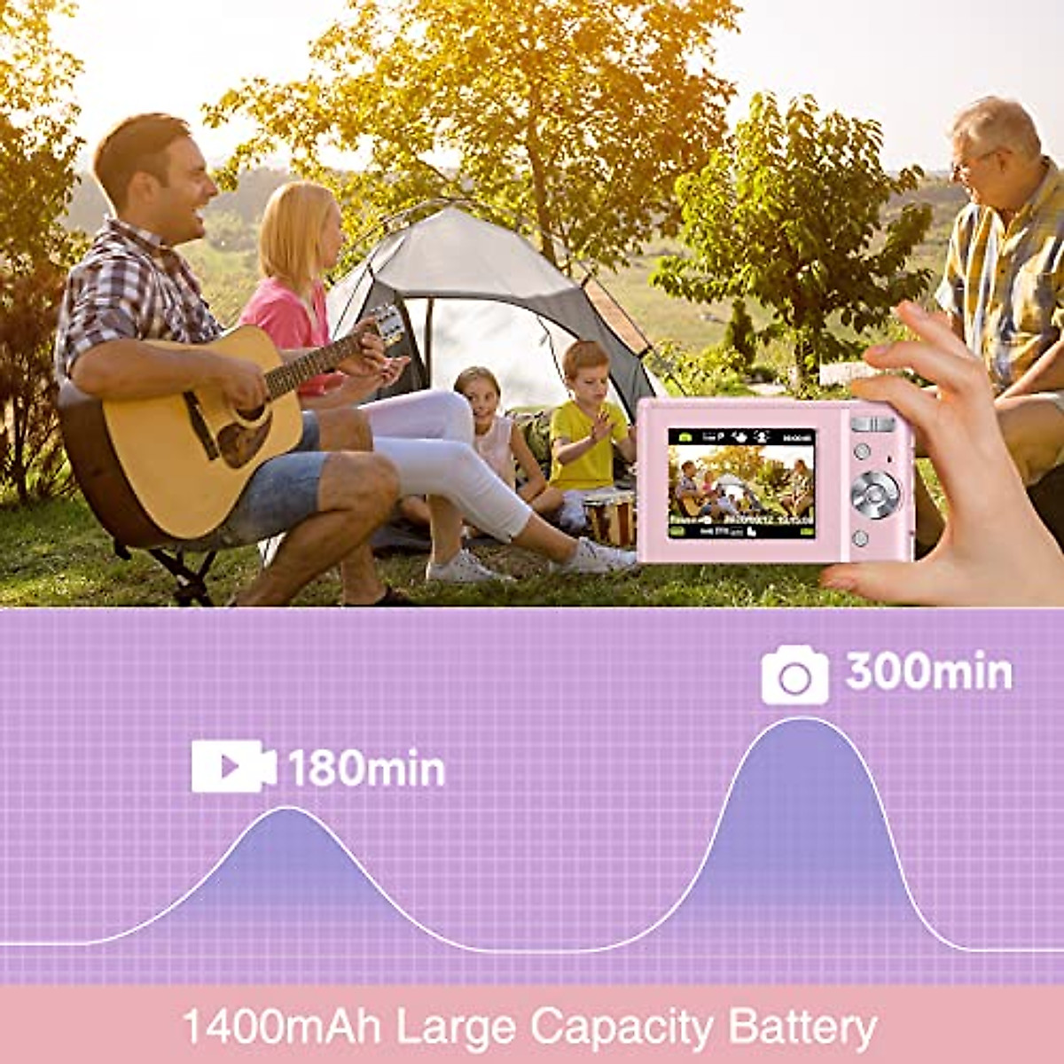 Digital Camera, Kids Camera with 32GB Sd Card, Autofocus FHD 1080p 48MP Compact Camera with 16x Digital Zoom, Vlogging YouTube Camera for Kids, Teens, Students, Girls, Boys, Adults, Beginners