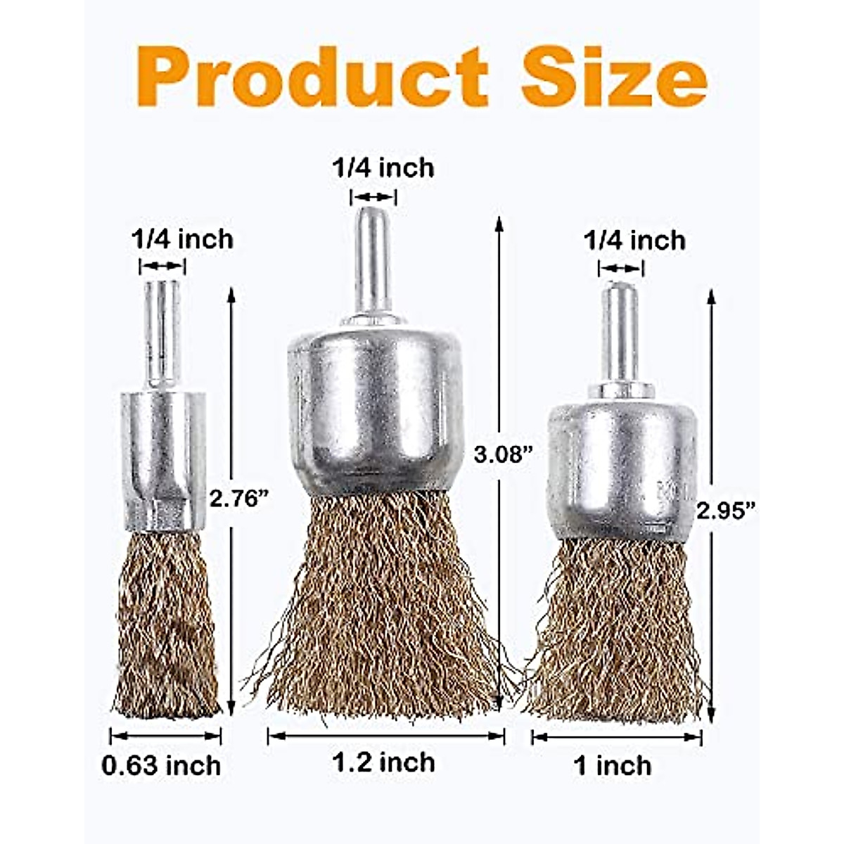 15 Pack Brass Coated Wire Brush Wheel & Cup Brush Set with 1/4-Inch Shank, Rocaris 3 Sizes Coated Wire Drill Brush Set Perfect For Removal of Rust/Corrosion/Paint