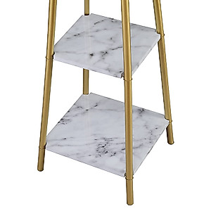 ROSEN GARDEN Floor Lamp, Standing Reading Light with Shelves and Gold Shade, Modern Tall Pole Lamp, Accent Furniture Décor Lighting for Living Room, Bedrooms (Gold, White Shade)