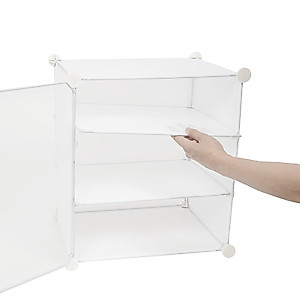 KONKENIE 12 Tiers Dust-proof Shoe Boxes 96 Pairs Modern Cube Storage Cabinet Rectangle Stackable Closet Shoe Box Storage Cabinet Organizer for DIY Home Bedroom Living Room Porch White (4 * 12)