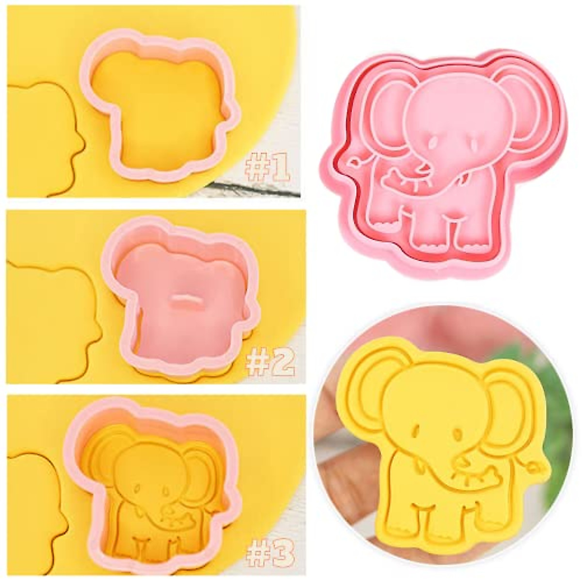 Crethinkaty Animals Cookie Cutter Set,8 Pcs Plastic Cookie Stamps Cartoon Fun Biscuit Moulds Fondont Decoration