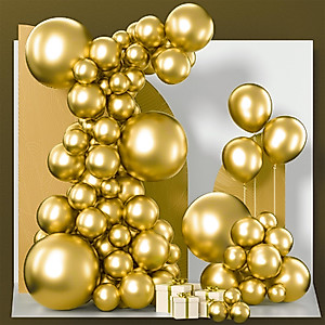 PartyWoo Metallic Gold Balloons, 152 pcs Gold Balloons Different Sizes Pack of 18 12 10 5 Inch Gold Balloon Arch Kit Balloon Garland for Birthday, Graduation, Wedding Party Decorations, Gold-G101