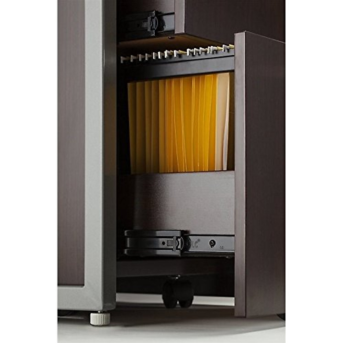 Bush Business Furniture Easy Office 2 Person Cubicle Desk with File Cabinets, 60W x 45H, Mocha Cherry Satin