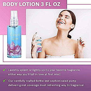 Vital Luxury Bath & Body Care Travel Set - Home Spa Set with Body Lotion, Shower Gel and Fragrance Mist (City of Love)