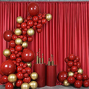 Outpain 20 ft x 8 ft Red Backdrop Curtain Panels, 4 Panels 5 ft x 8 ft Wrinkle Free Polyester Photography Backdrop Drapes, Wedding Party Home Decoration Supplies