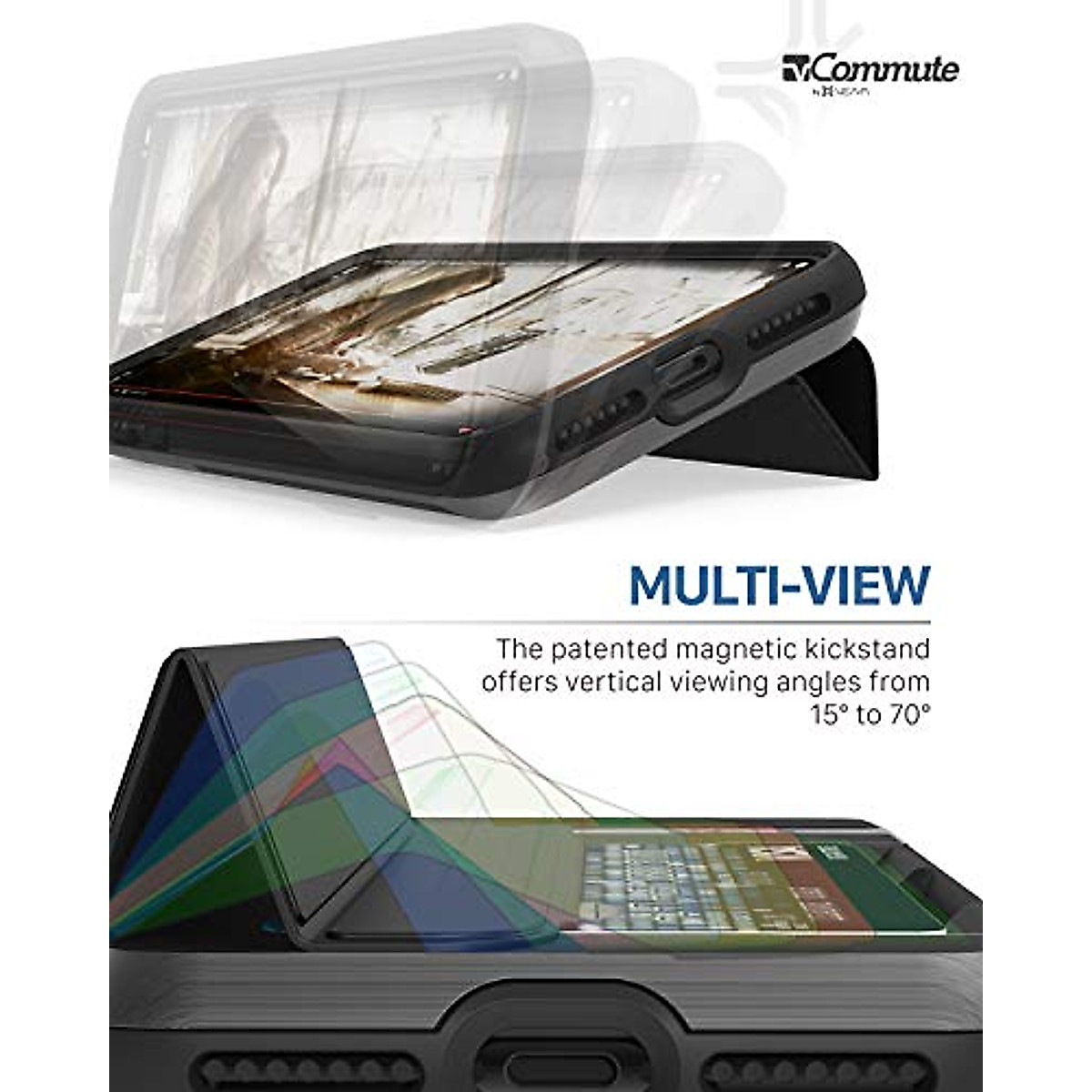 VENA iPhone XR Wallet Case, vCommute (Military Grade Drop Protection) Flip Leather Cover Card Slot Holder with Kickstand, Designed for Apple iPhone XR - Space Gray