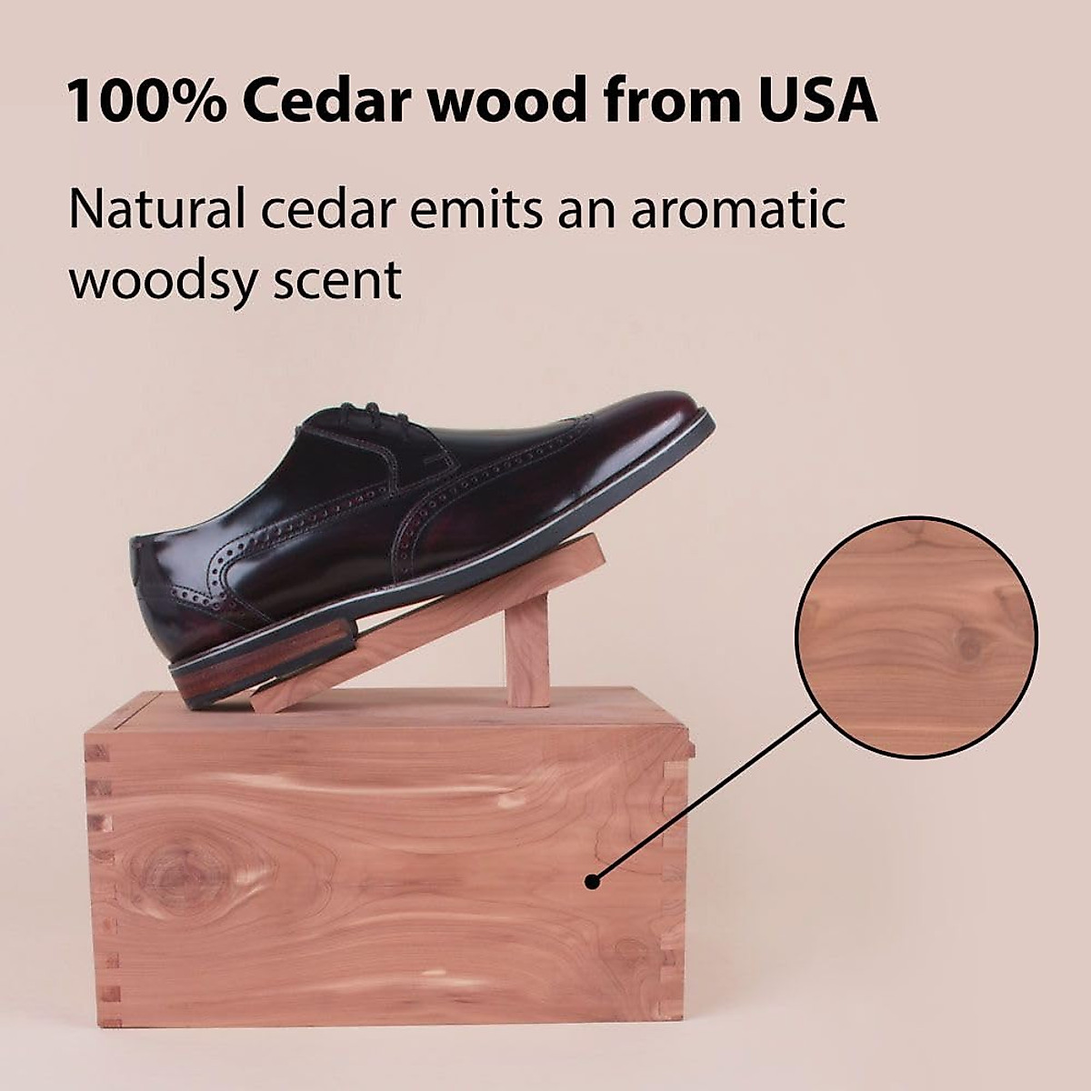 FootFitter Cedar Wood Storage Box & Shoe Valet – Shoe Care Storage Box Made From USA Grown Cedar