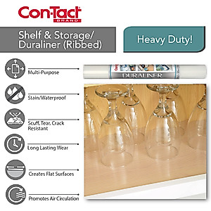 Con-Tact Brand Premium Plus Non-Adhesive Shelf Heavy Duty and Multi-Functional Drawer Liner, 18" x 4', Ribbed Clear, Pack of 1 Roll
