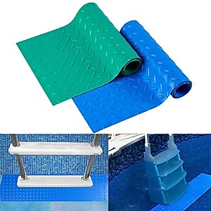 Shitailu 2 Rolls Swimming Pool Ladder Pad, Non-Slip Pool Step Mat, Protective Ladder Mat with Non-Slip Texturefor Above Ground Swimming Pool Steps, Ladders, 36 inch X 9 inch, Wave Pattern