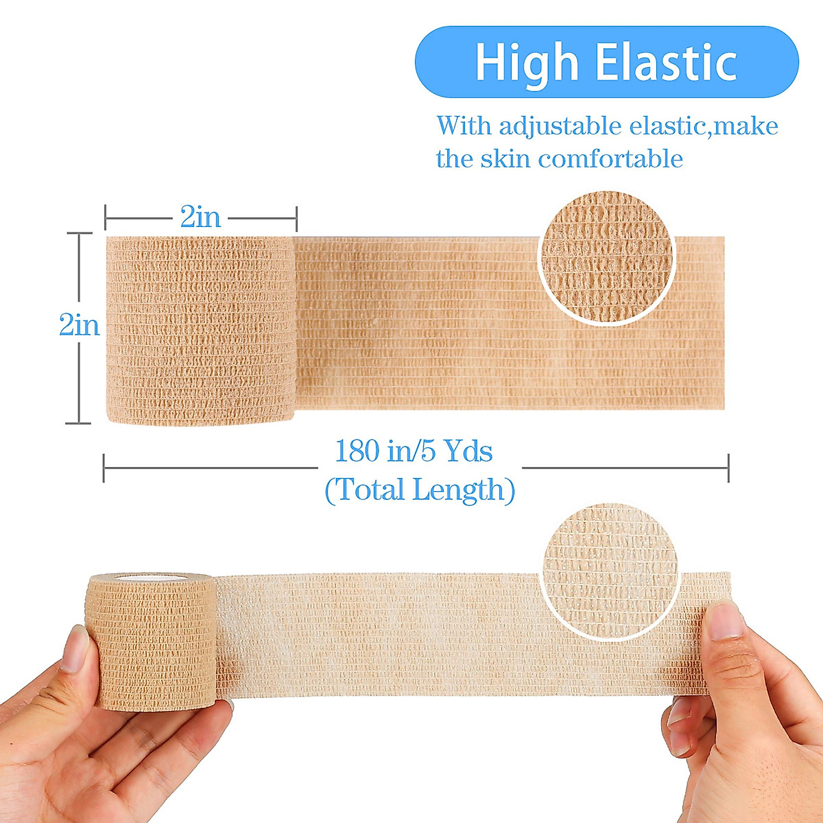 24 Packs Self Adherent Cohesive Wrap Bandages 2'' Wide, 5 Yards, First Aid Tape,Elastic Self Adhesive Tape,All Sports Athletic Tape, Non-Woven Bandage,Breathable Wound Tape,Skin Colour Athletic Tape