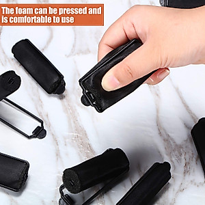 40 Pieces Sponge Hair Rollers Satin Rollers for Black Hair, Silk Rollers Foam hair Rollers Hair Curlers with Duck Teeth Hair Clips for Hairdressing Styling (Black, Multi-size)