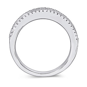 ORO LEONI 925 Sterling Silver Cubic Zirconia Band Ring, Size 7