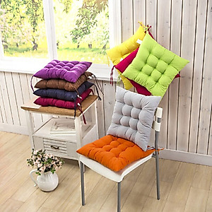 Large Hippo Chair Pads Square Hippo Cushion with Fixed Ties, Thicken Fluffy Cotton Chair Cushion Seat Pad for Home & Office Chair, Porch Swing and Car Seat (Navy)