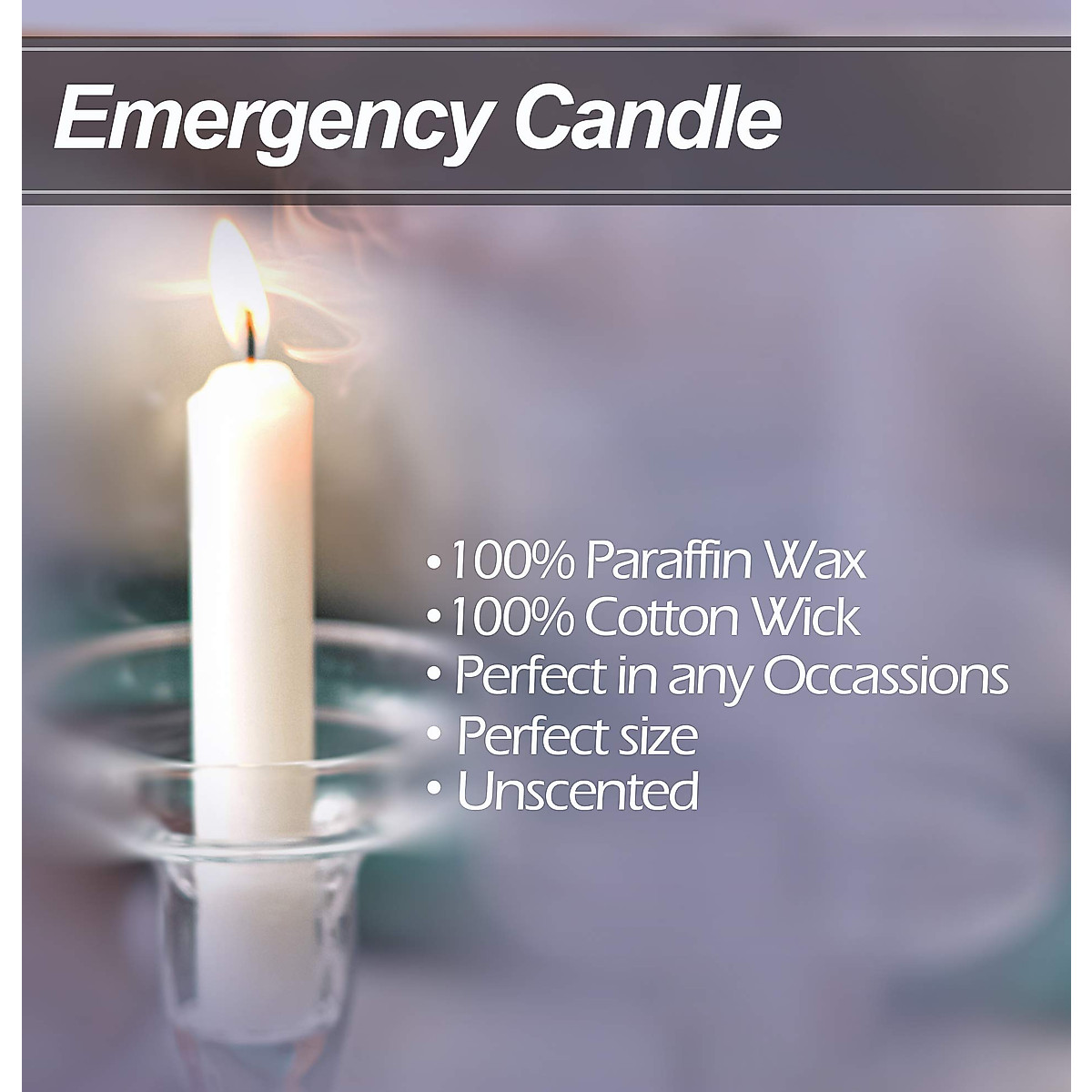 Emergency Candles - 24 Pack White Short Taper Candles - Unscented - Emergency Candles for Home and Emergency Kit