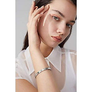 PDWZNBA 18k Gold Plated Love Friendship Bracelet with Cubic Zirconia Stones Bangle Cuff Best Gifts with Crystal for Mother's Day Valentine's Day Wedding Couples and Birthdays. 7.9 inches - Silver