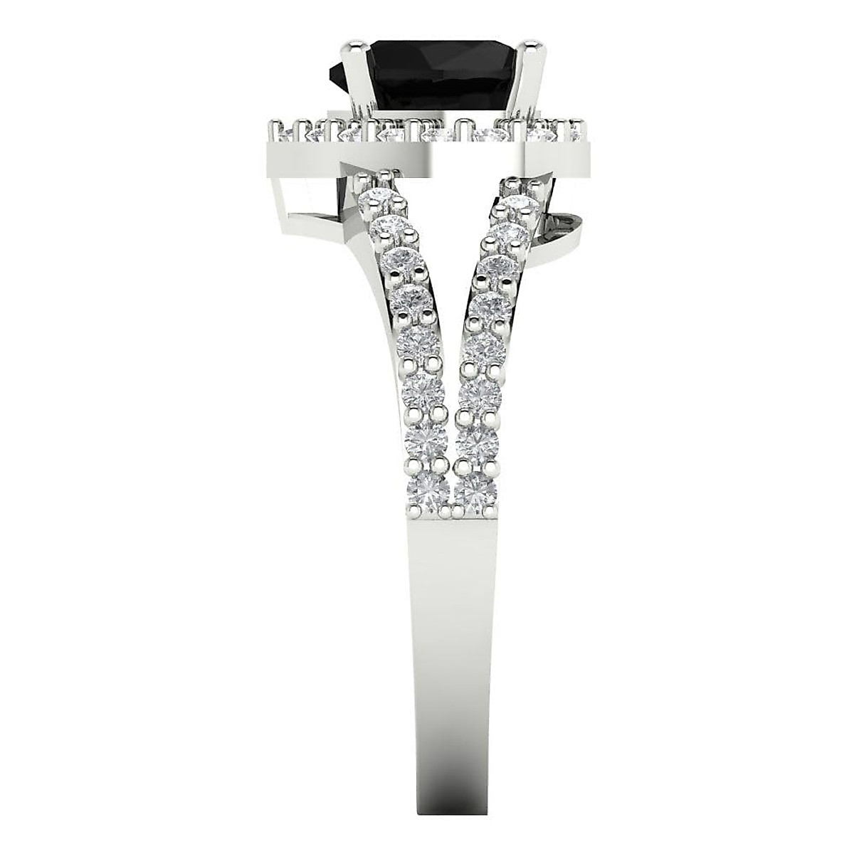 Clara Pucci 1.75 Carat Heart Cut Solitaire W/Accent Genuine Natural Black Onyx Engagement Promise Anniversary Bridal Ring 18K White Gold 8