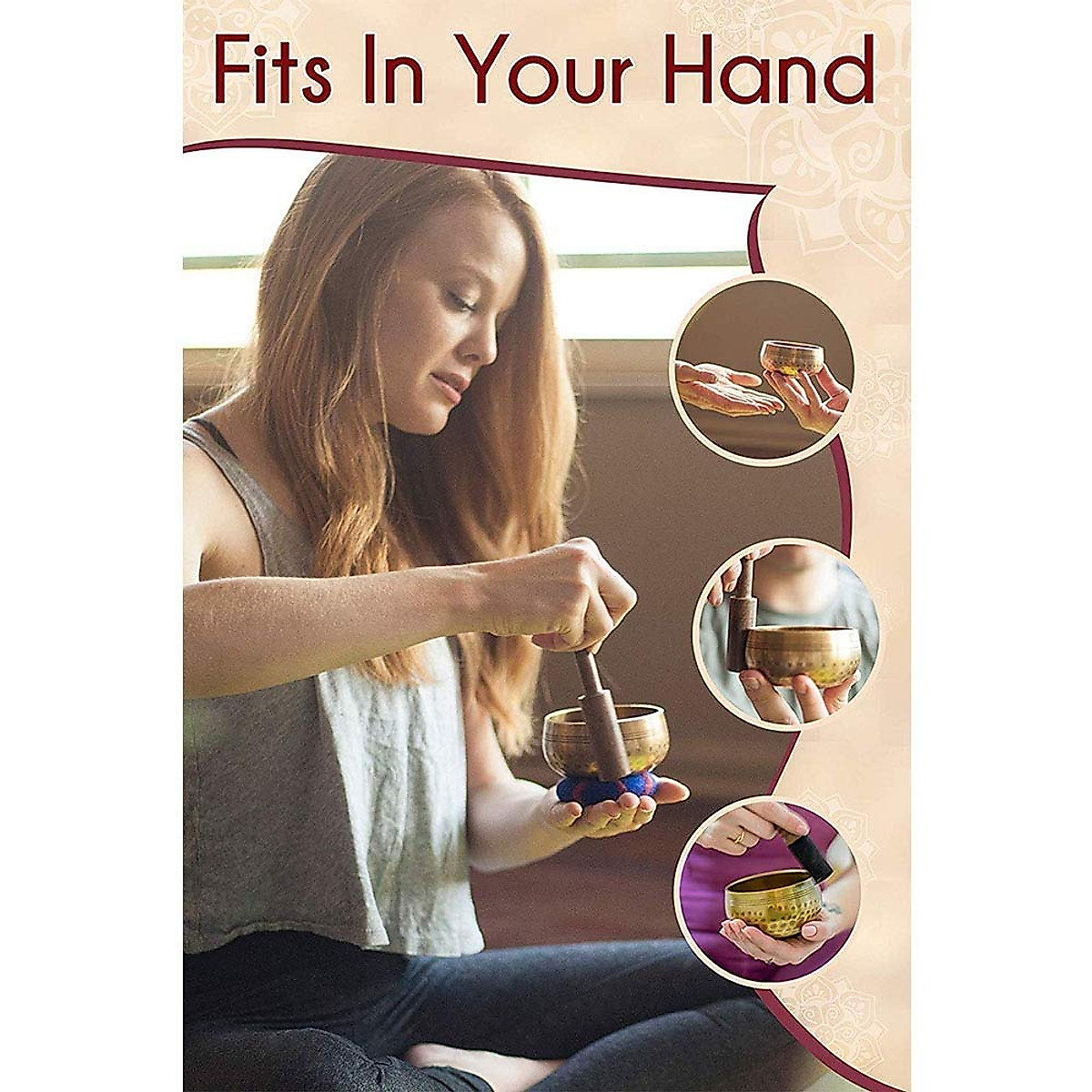 HIZLJJ Handmade Tibetan Spiritual Healing Meditation Yoga Singing Bowl Set for Advanced Yoga Learner (Size : 8cm)