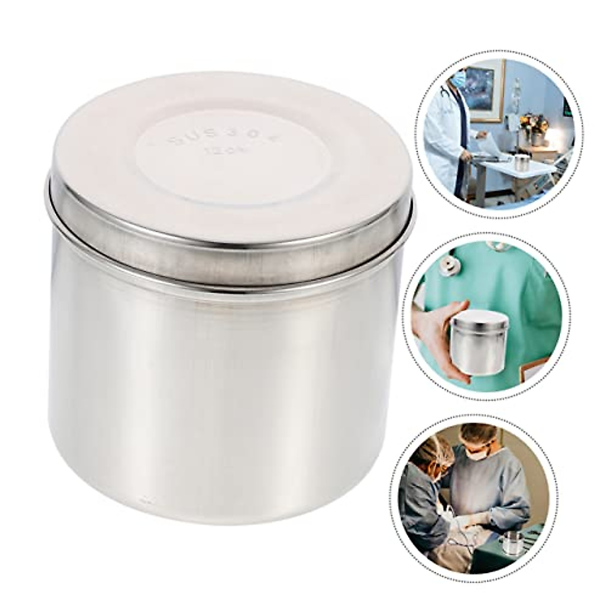 FOMIYES Ointment Jar Metal Stand Makeup Organizer Box Case Containers with Lids Stainless Steel Airtight Canister Cotton Swab Container Cotton Swab Holder Container Cotton Balls Jar Silver