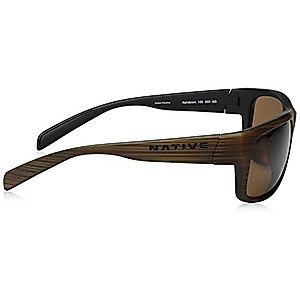 Native Eyewear Ashdown Rectangular Sunglasses, Wood/Brown Polarized, 58 mm