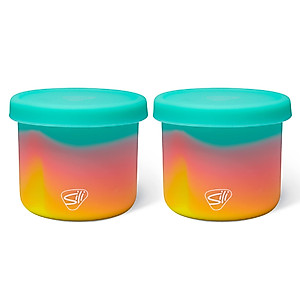 Silipint: Silicone 10oz Lidded Bowls: 2 Pack Aurora - Unbreakable, Flexible, Microwave-Oven-Dishwasher, Seasonal Color