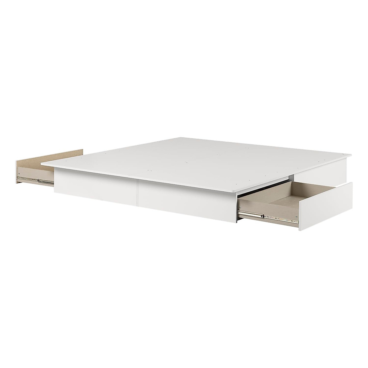 South Shore Step One Platform Bed with Drawers, King 80-in, Pure White