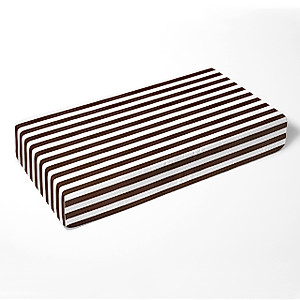 Bacati - Stripes White/Chocolate Percale Crib Fitted Sheet