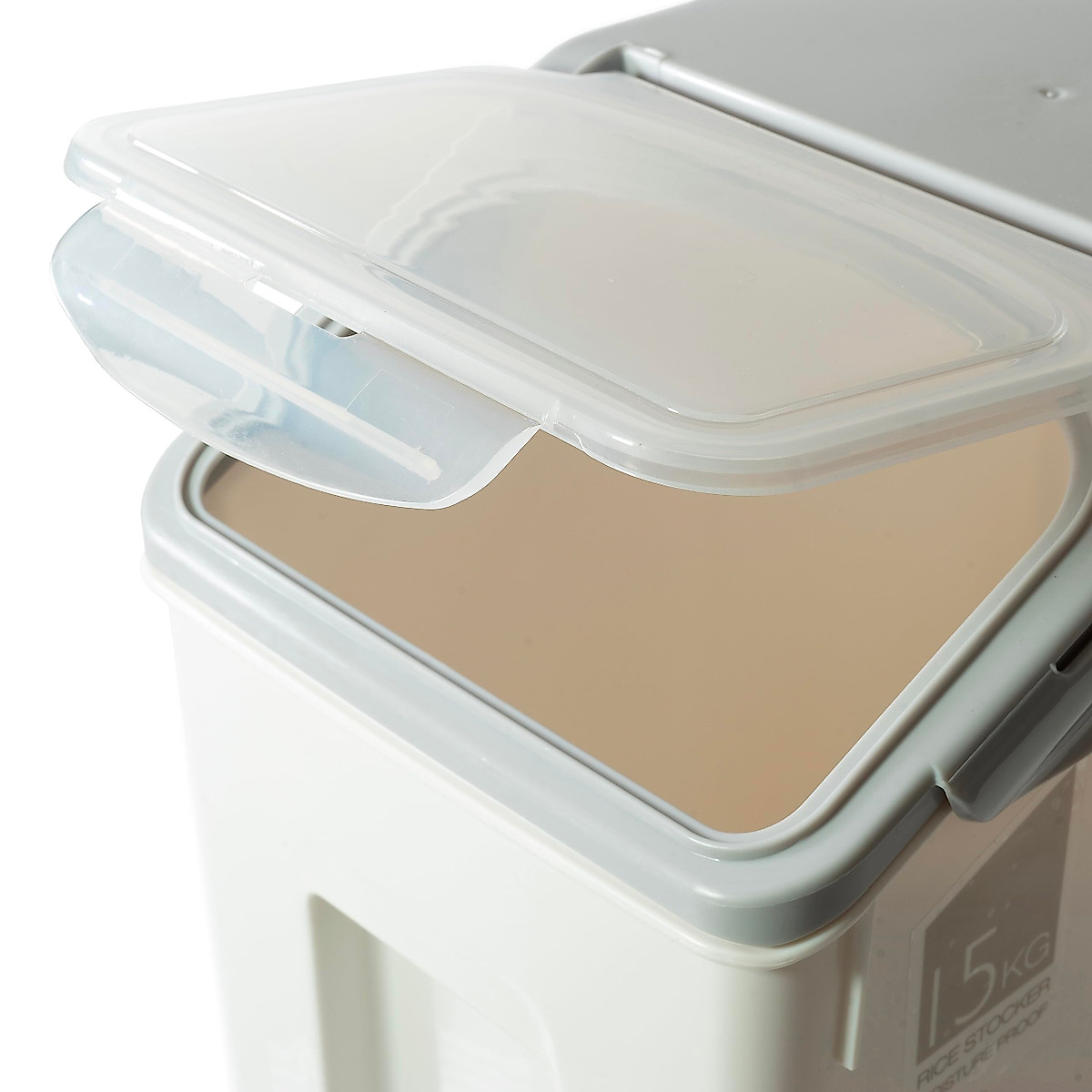 Rice Storage Container With Wheels (2 pack) - 30 lbs 15 L Rice Storage Bin - Grain Dispenser With Airtight Lid - Cereal Flour Dog and Pet Food Bins - Includes 2 Measuring Cups and 2 Rice Paddles