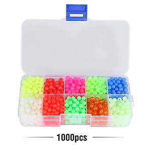 Plastic Assorted Round Float Glow Beads Fishing Bait Eggs Tackle Lures Tools Accessory For Outdoor Fishing,1000pcs/Box Fishing Beads, 1000pcs/Box Fishing Beads, Plastic Assorted Round Glow Fishi