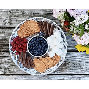 Arthur Court Designs Metal Grape Chip and Dip Platter in Grape Pattern Sand Casted in Aluminum with Artisan Quality Hand Polished Designer Tarnish-Free 14 inch Diameter