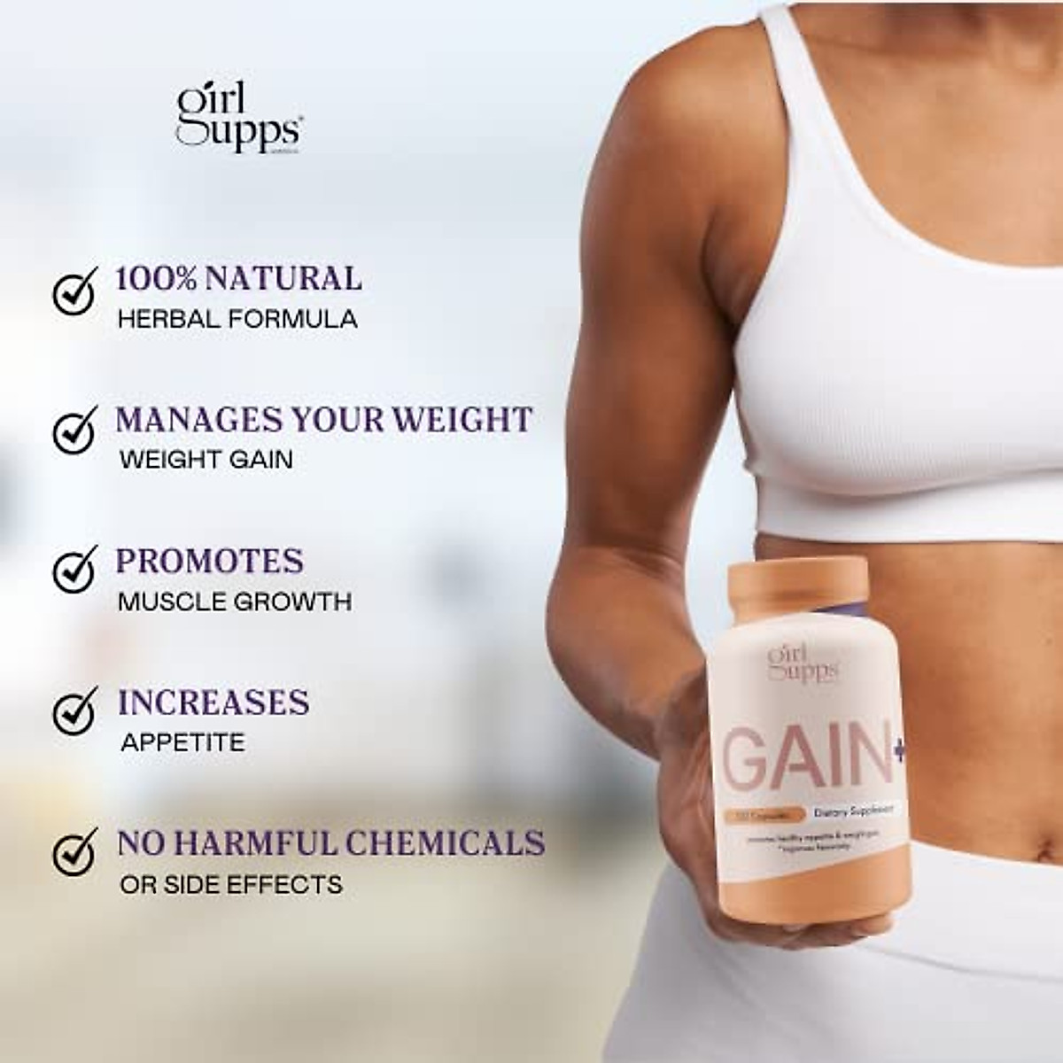 NUTRITHICK Weight Gainer Capsules - with Maca Root, Fenugreek and Creatine for Women - Vegan Appetite Stimulant + Muscle Mass + Hormonal Balance, Vitamin B1, B5, B6 (120 Capsules)