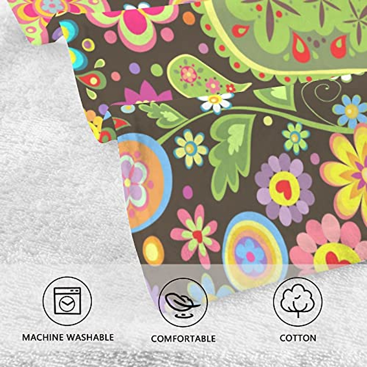 Jucciaco Floral Flowers Paisley Towels for Bathroom Kitchen Sports, Cotton Hand Towels Set of 2, 16x28 inch