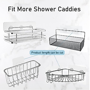 Ewerex Shower Caddy Adhesive Strips Replacement, Waterproof Transparent Shower Adhesive Sticker, No Drilling Strong Hook Strip for Bathroom Storage Shelves Kitchen Racks - 2 Pack