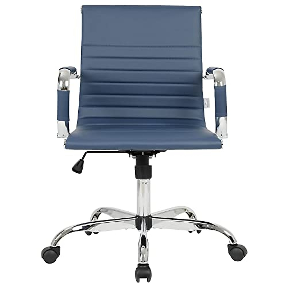 LeisureMod Harris Modern Adjustable Swivel Leather Task Office Chair, Navy Blue