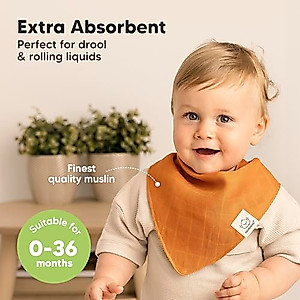 8-Pack Muslin Bibs, Baby Bibs for Boys, Girls - Bandana Bibs, Muslin Baby Bibs, Baby Girl Bibs, Baby Boy Bibs, Baby Drool Bibs, Newborn Bibs, Drooling, Teething Bibs, Infant Bibs, Unisex Bibs (Spice)