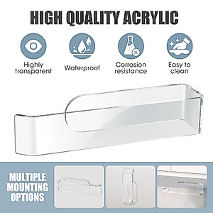 NiHome Wall Mount Clear Acrylic Hand Towel Racks 2-Pack for Towels, Accessories in Bathroom, Kitchen, Bedroom - Adhesive Towel Bar Hand Towel Holder, Versatile Transparent Design, Waterproof