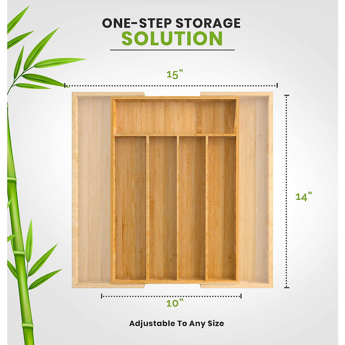 Utopia Kitchen Expandable Bamboo Utensil Drawer Organizer, Silverware Organizer, Silverware Drawer Organizer, Kitchen Drawer Organizer for Cutlery, Flatware Holder (5-7 Slots, Natural) - Pack of 1