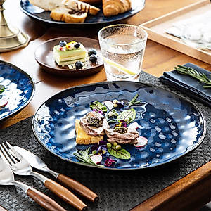 vancasso Starry Dinner Plates, 10.5 Inch Ceramic Plates, Microwave, Oven and Dishwasher Safe Plates Set of 4, Modern Dinnerware Dishes Set&Scratch Resistant-Blue