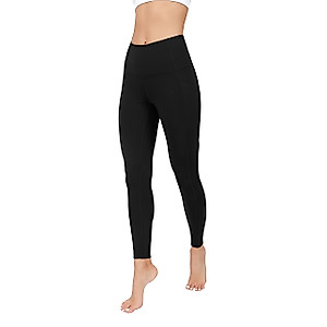 90 Degree by Reflex Power Flex Yoga Pants - High Waist Squat Proof Ankle Leggings with Pockets for Women - Black - Large