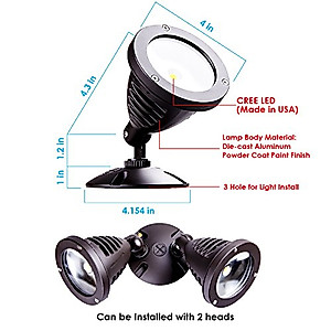 TOPELE 1100LM LED Flood Light, LED Outdoor Security Light, Exterior Flood Lights Fixture with CREE LED Source for Landscape Light, Commercial, Home, Garden, Yard, Waterproof, Brown, 5000K