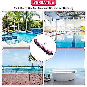 Professional Luxury Swimming Pool Wall & Tile Brush,17.5" Curved Edge Heavy Duty Polished Aluminum Back Head Designed for Cleans Walls, Tiles & Floors, Premium Nylon Bristles with EZ Clips (Ruby red)