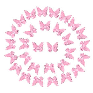 30 Pcs Pink Lace Butterfly Applique Embroidery,Organza Butterfly Patches Appliques for Clothes,for Wedding Bridal Dress Craft DIY Clothes Hair Ornaments Dress/Hat/Bag Decoration