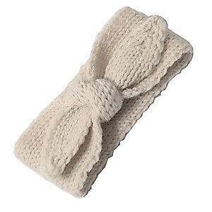 IZUS Turban Headband Baby Girl - Warm Rabbit Knot Hair Band, Knit Head Wrap for Newborn, Toddler and Children (Red + Beige)