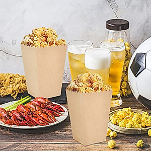 Worldity 150Pcs Popcorn Boxes, 22-27Oz Mini Paper Popcorn Box, Oil-Proof Kraft Paper Popcorn Bags, Popcorn Container for Movie Theater Carnival Birthday Party Supplies(3.54 x2.48 x5.35 Inch)