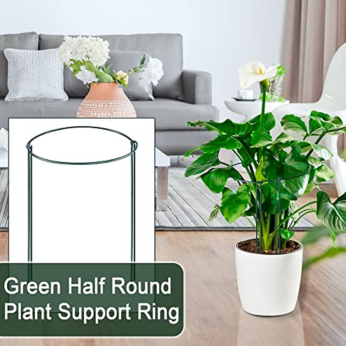 12 Pack Plant Support Stakes, Peony Cages and Supports Large 10" Wide x 24" High Tall Peony Ring Supports, Garden Plant Stakes for Outdoor Plants Rose, Tomato, Hydrangea, Flowers