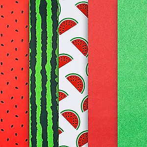 Watermelon Tissue Papers Bulk Shredded Paper for Gift Box, Red Green Tissue Paper Stripes Tissue Paper Assorted for Tissue Paper Pom Pom,100 Sheets 14" x 20" Wrapping Tissue Paper